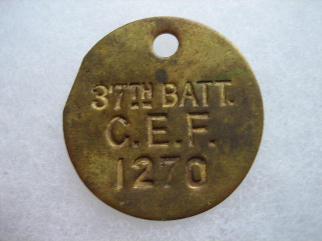 37th Batt. C.E.F. Brass Tag ? - CANADA - World Militaria Forum
