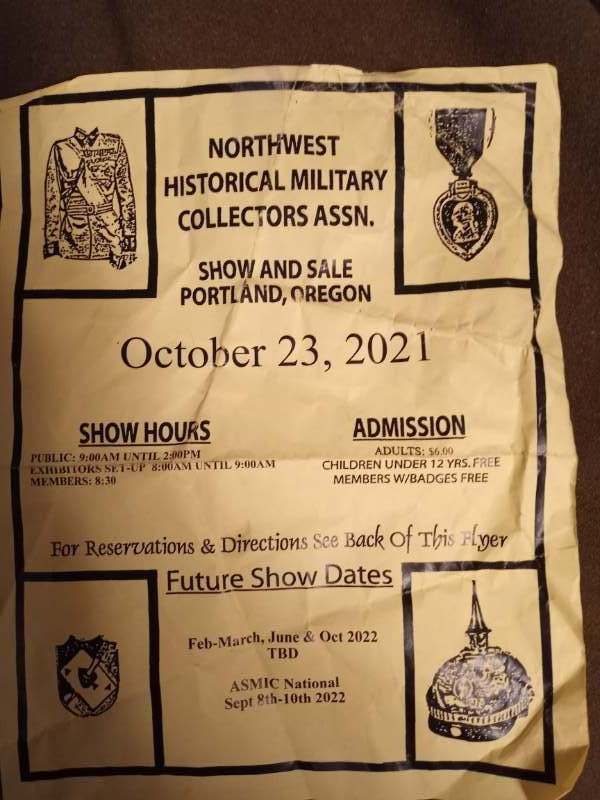 Portland Oregon militaria show Oct 23 - EVENTS CALENDAR - World ...