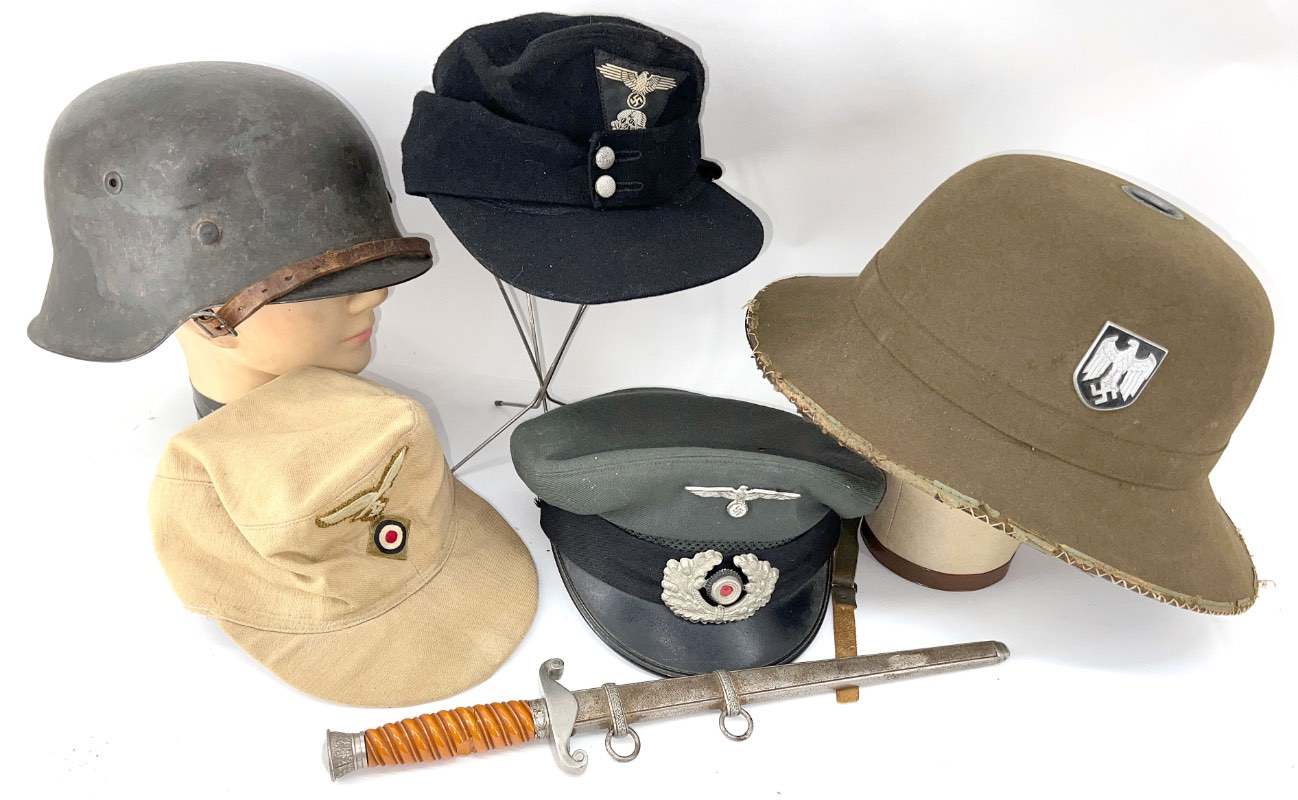 old trunk full German hats & helmets - TR CLOTH HEADGEAR - World ...