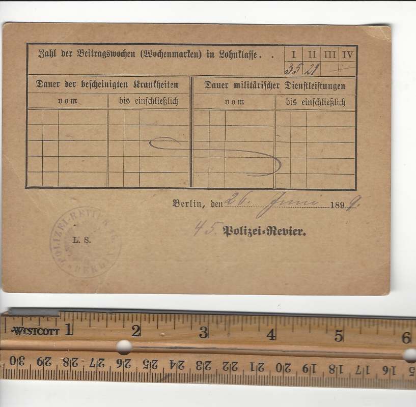 1899 German Police card Polizei Rebier Berlin - IMP-GER PHOTOS ...