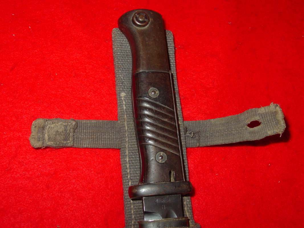 MATCHING K98 BAYONET WITH RARE BLUE LUFTWAFFE WEBBED CANVAS FROG - TR EDGED WEAPONS - World ...