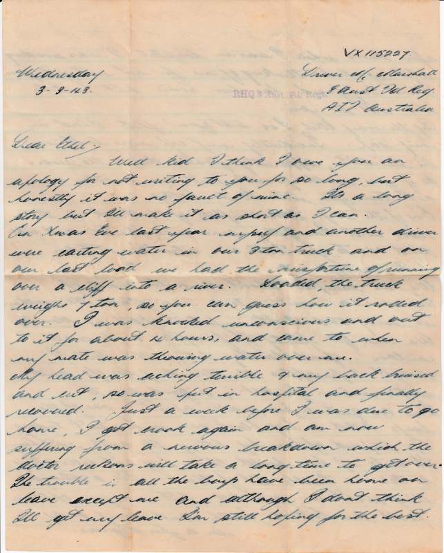 Letters to Ethel From PTE Marshall Aust Army WW2 - AUSTRALIA & NEW ...