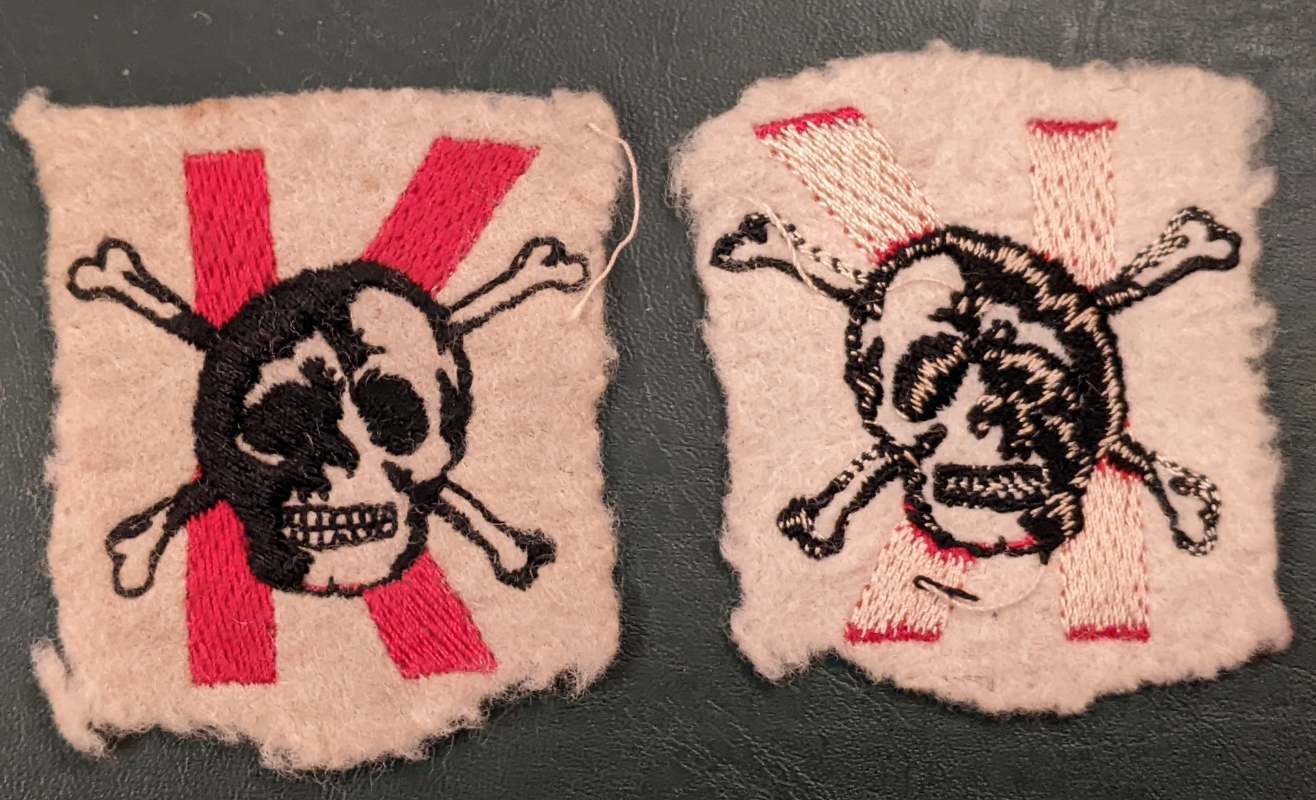 Unidentified pair of shoulder patches depicting "K" and Skull & Crossbones for ID - CAN YOU ...