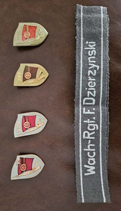 DDR MfS/Stasi Sleeve Cuff, Commemorative Badges, and Desk Coins - DDR ...