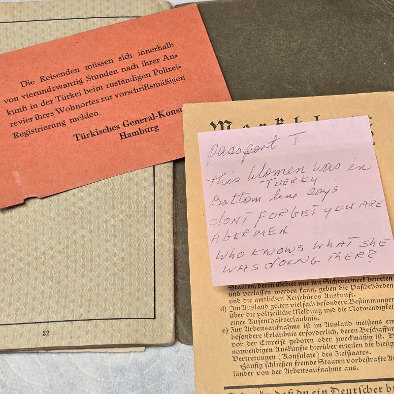 WWII era German Reispass for woman. Travelled to Turkey - TR PHOTOS ...