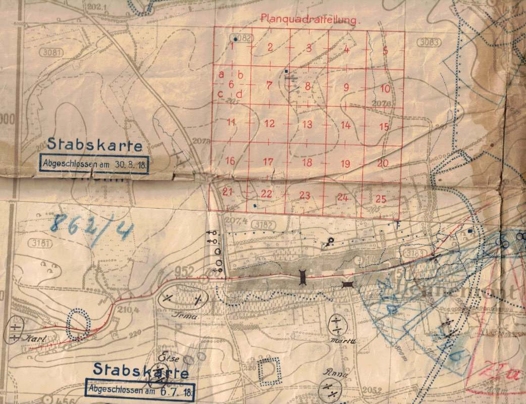 original WWI German battlefield tactical map - IMP-GER PHOTOS ...